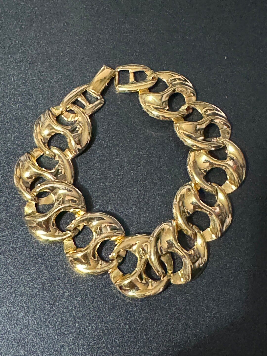 Retro Gold Tone 80s Chunky Panel Chain Link Bracelet 19.5cm - Etsy