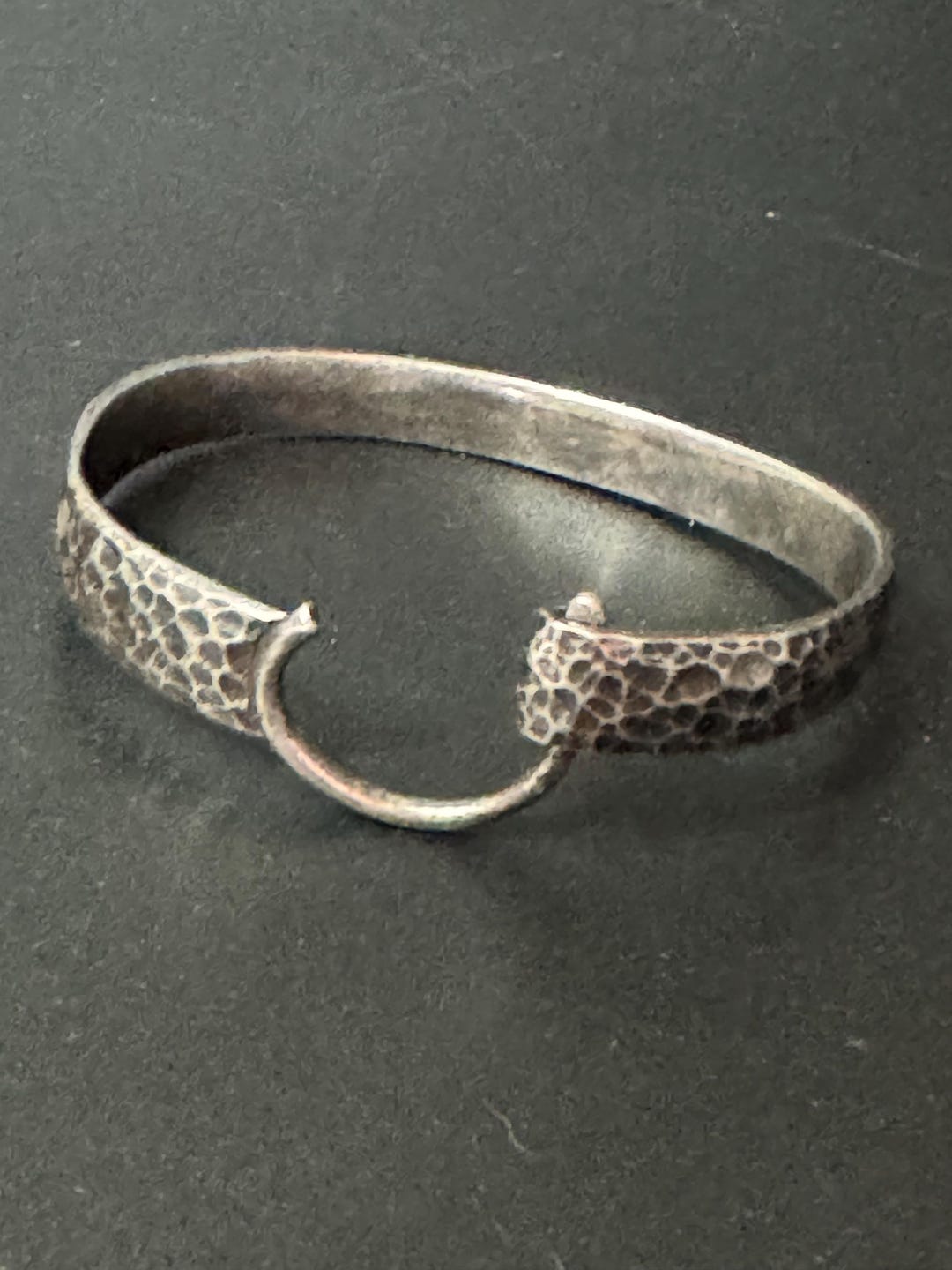 Vintage Modernist Abstract Stamoed 925 Sterling Silver Statement Cuff Bracelet Brutalist Bangle ...