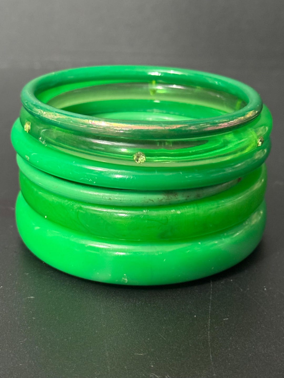 GREEN Stack of Vintage Plastic Bangles - Etsy