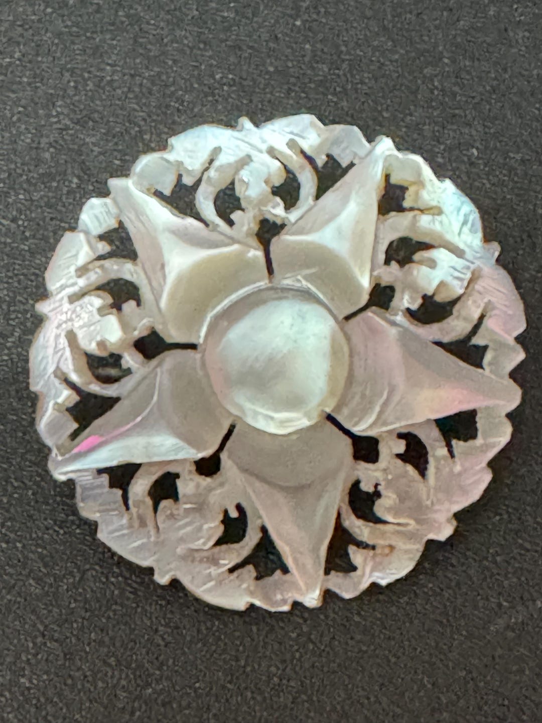 Vintage MOP Carved Cut Out Worked Mother of Pearl Round Brooch - Etsy