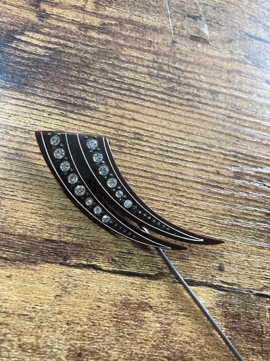 Art Deco Hat Flash Pin Paste Set Brown Bakelite Early Plastic Pique ...