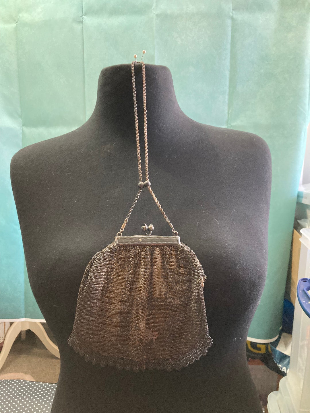 Antique Victorian Edwardian Silver Metal Mesh Chainmail Metal Link Coin ...