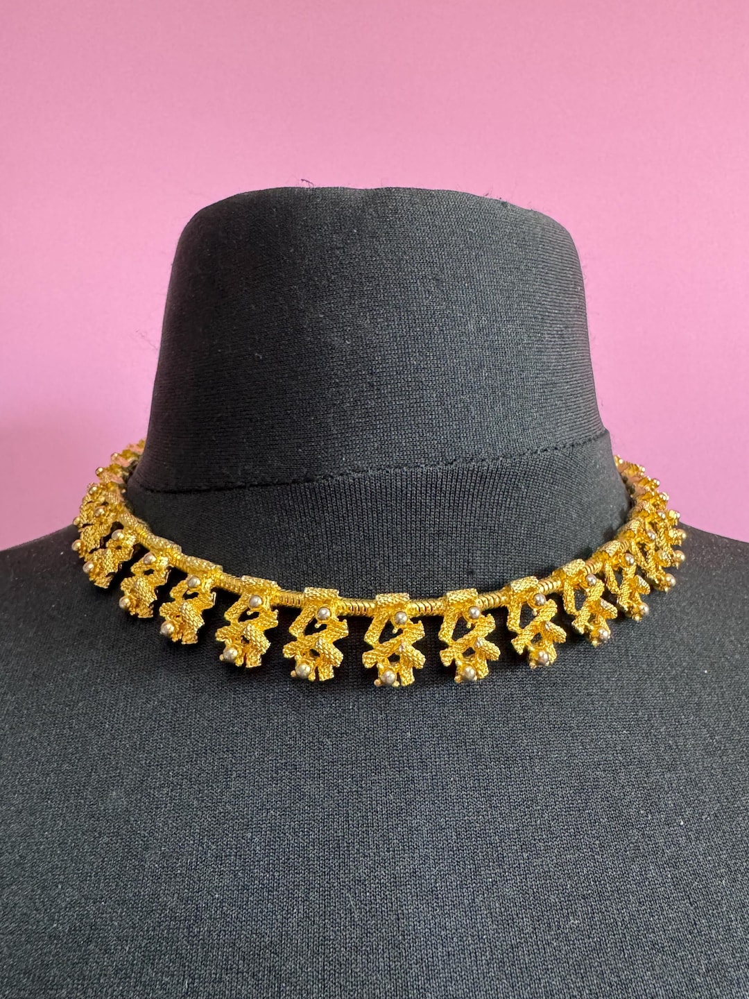 Brutalist Panel Link Choker Necklace, Mid Century Gold Tone - Etsy