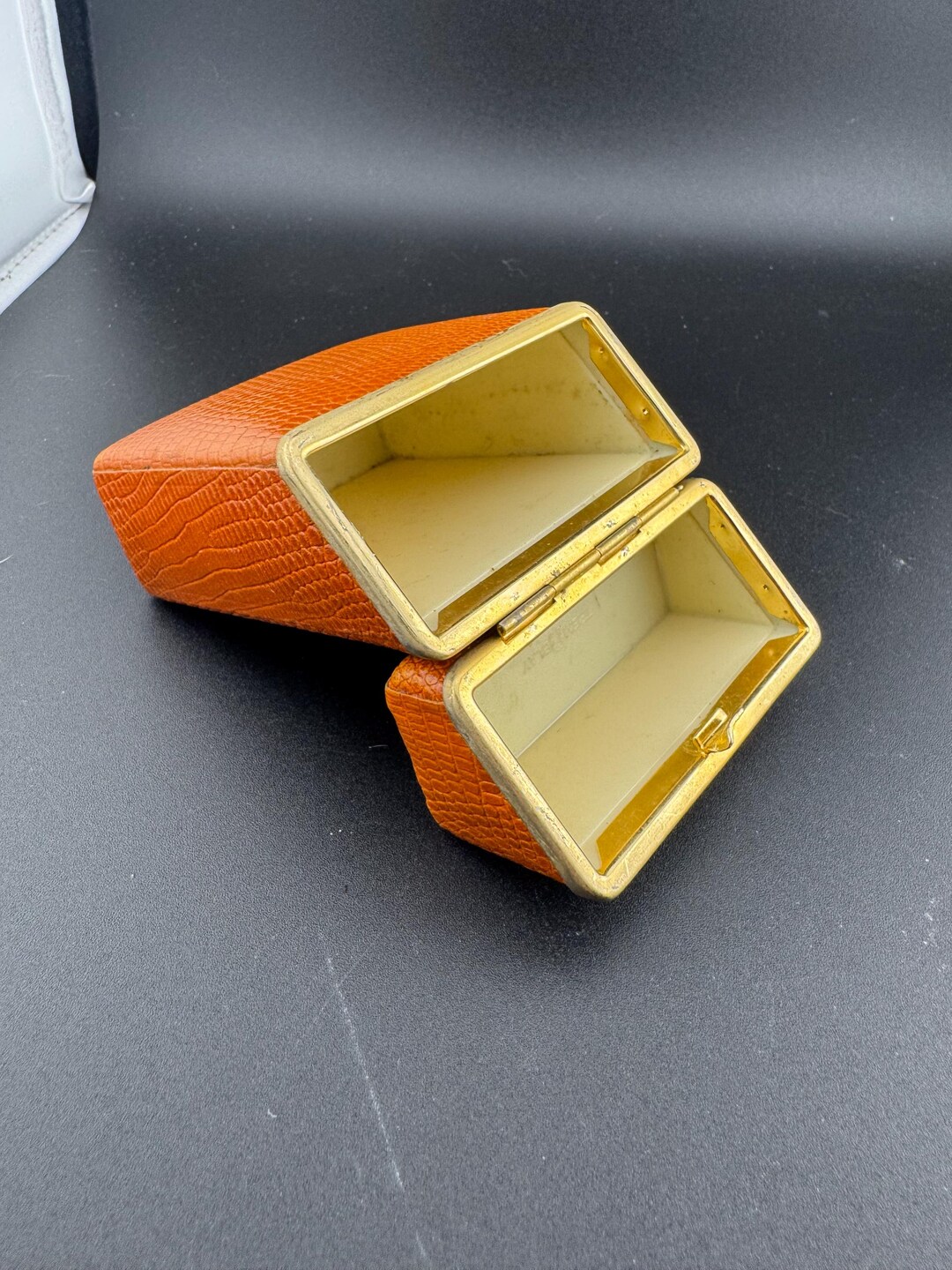 1970s Faux Skin Orange Hinged Cigarette Box Case for Cigarettes or ...