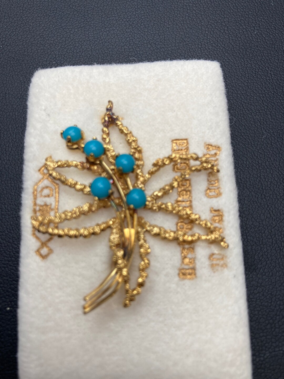 Signed ANDREAS DAUB Rolled Gold Abstract Turquoise Leaf Brooch - Etsy