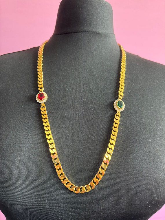 Vintage emerald green , ruby and clear genuine Swarov… - Gem