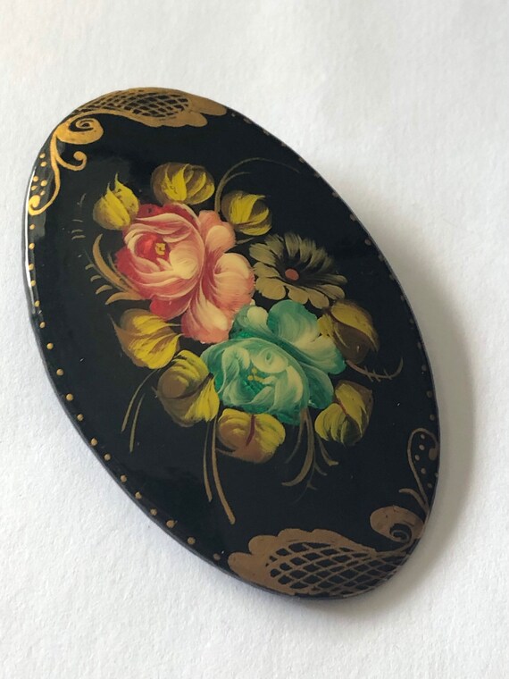 Russian lacquer brooch - Gem