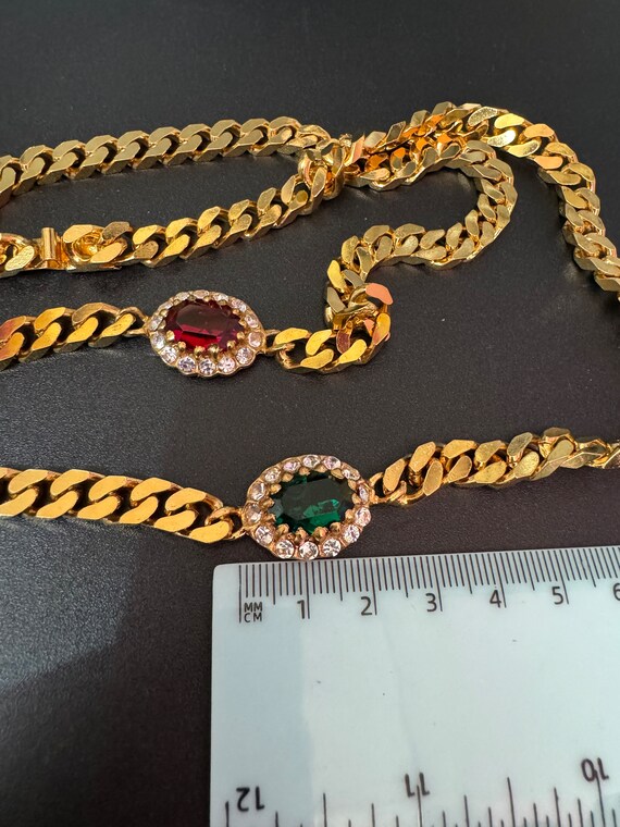 Vintage emerald green , ruby and clear genuine Swarov… - Gem