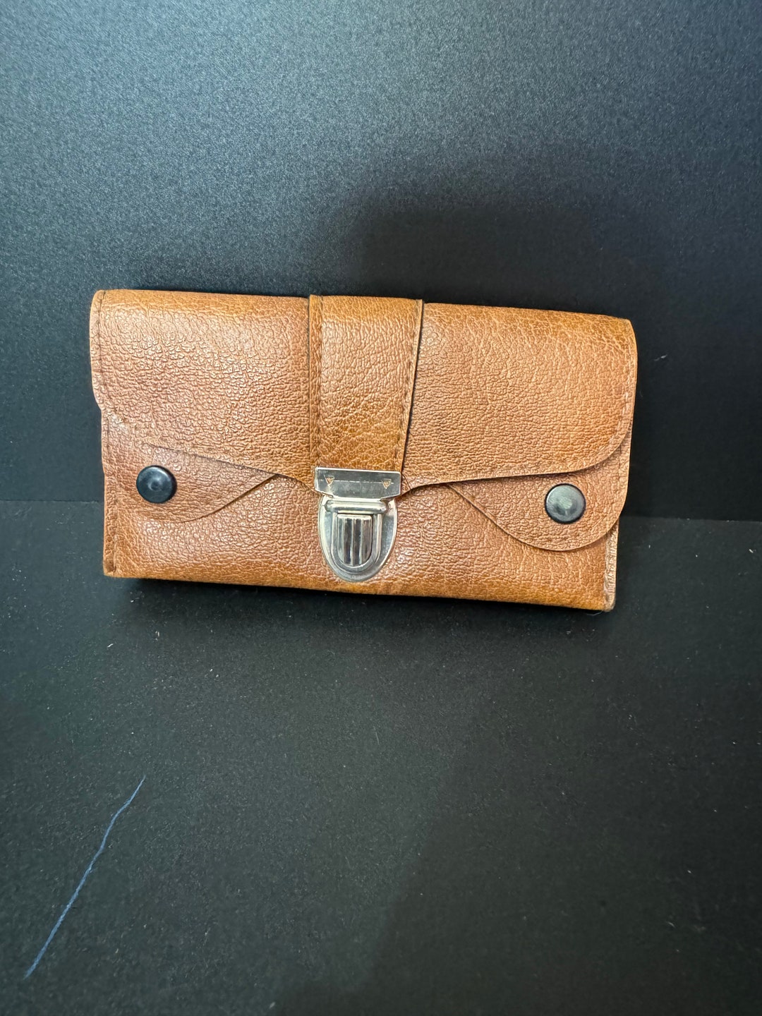 Vintage Brown Faux Leather Vinyl Expanding Coin Purse Wallet Unisex ...