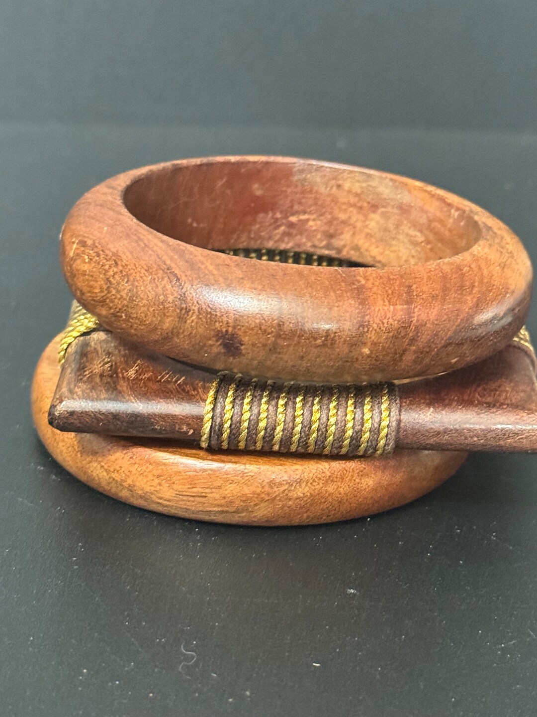 3 X Vintage Wooden Stacking Bangles in Brown Natural Shades Ethnic ...