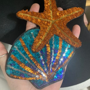 2 X Large Iron on Nautical Sea Shell and Starfish Patch - Etsy
