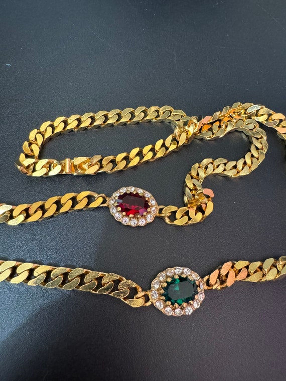 Vintage emerald green , ruby and clear genuine Swarov… - Gem