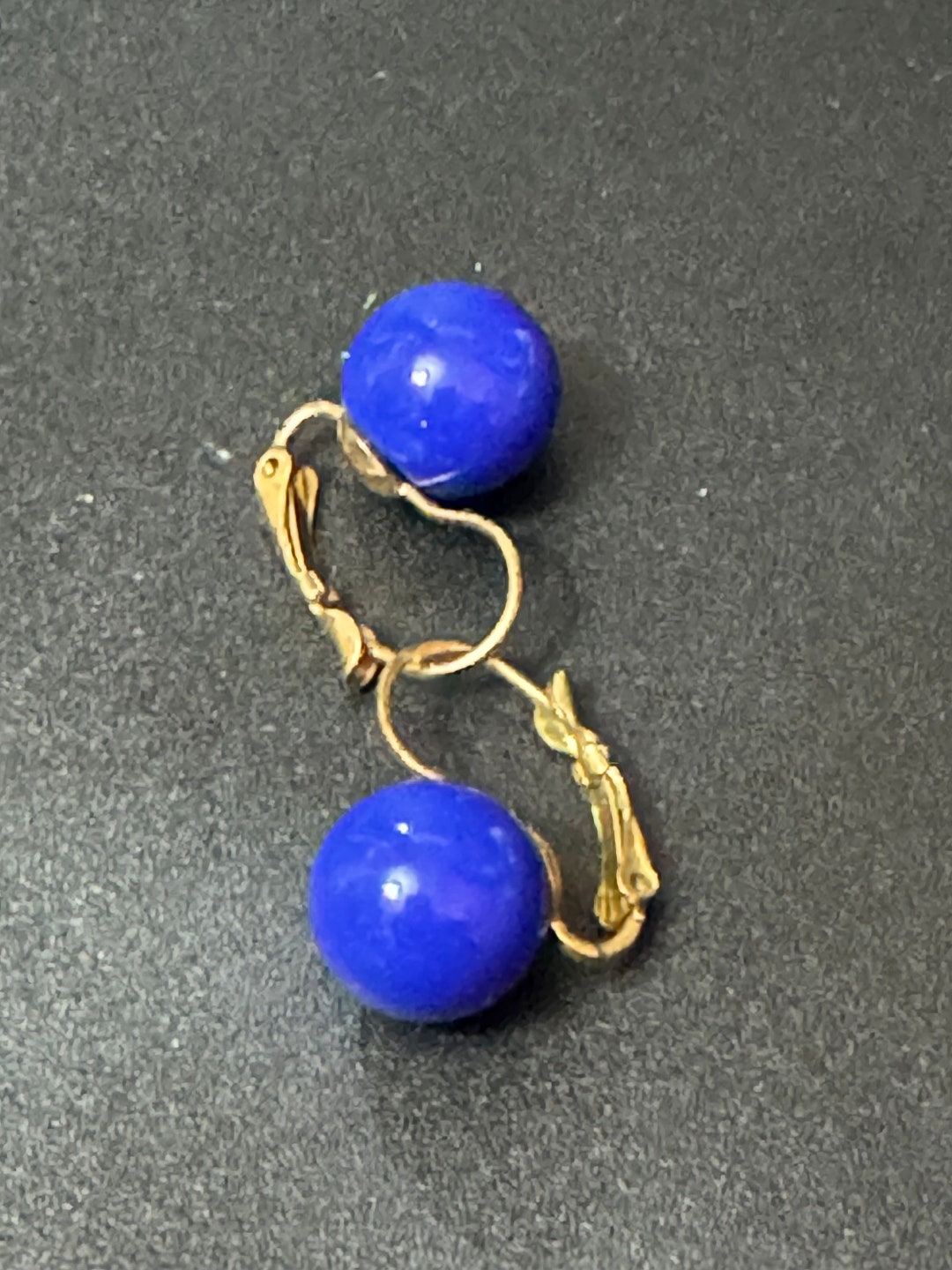 Joan Rivers Blue Ball Stud Earrings: Gold Plated Pierced Lever Backs - Etsy