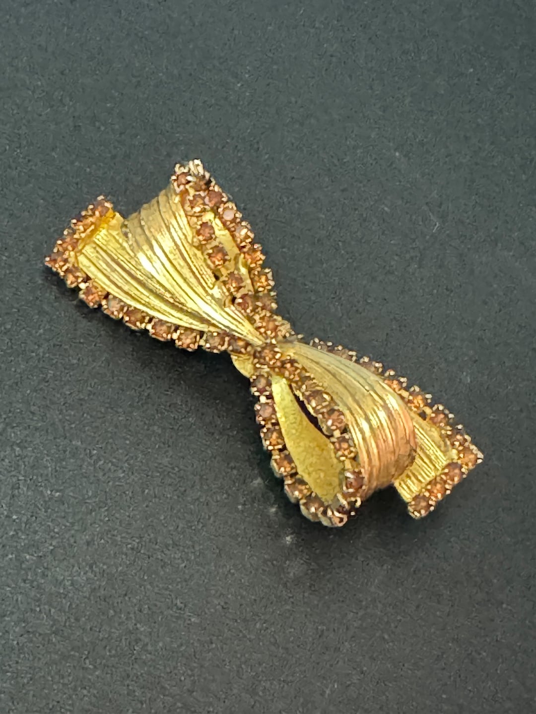 Gold Mesh Bow Brooch, Brown Cognac Glass Classic Jewellery - Etsy