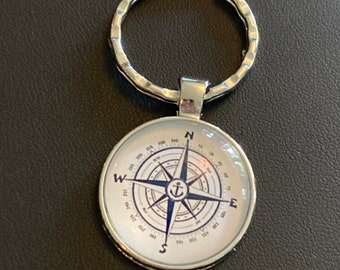 Compass Keychain, Anchor Key Ring, Stocking Stuffer, Keychain, Keyring ...