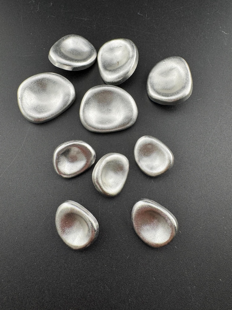 5pc Matte Silver Pebble Buttons: Metal Shank, Indented Design - Etsy