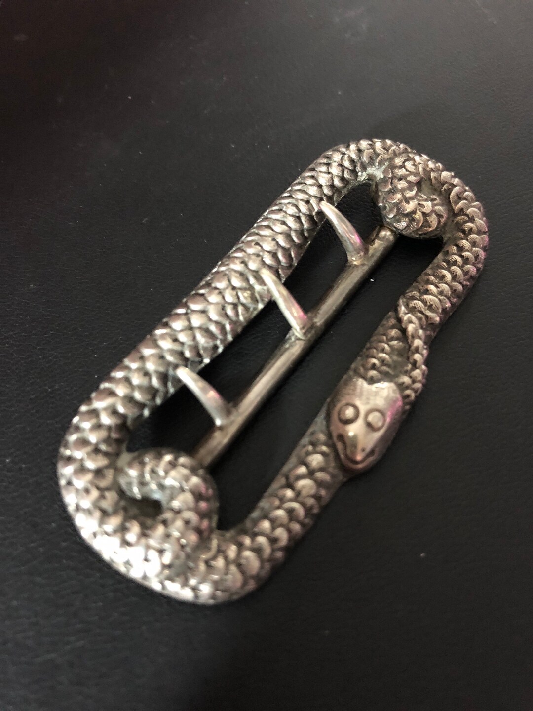 Antique SNAKE Serpent White Metal Belt Buckle 6cm X 2.5cm 1900s ...