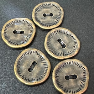 25mm Bronze Buttons (5pc) , Weighty Dark Gold Metal Buttons 2 Hole ...