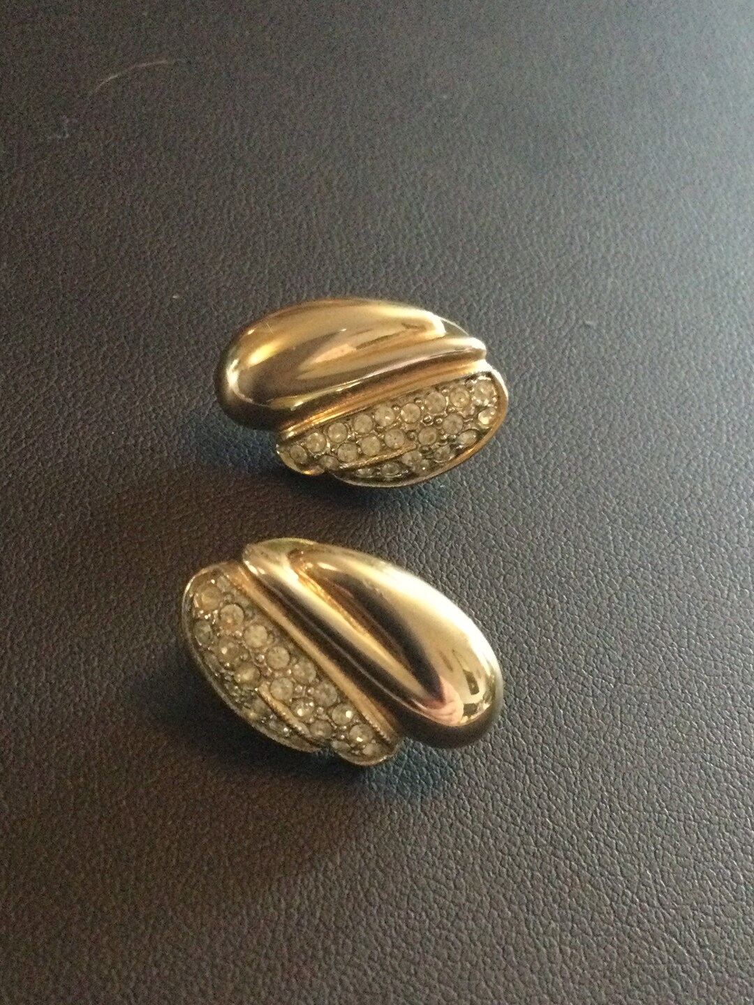 Vintage Gold Tone & Clear Diamanté Paste Stones Stud Earrings - Etsy