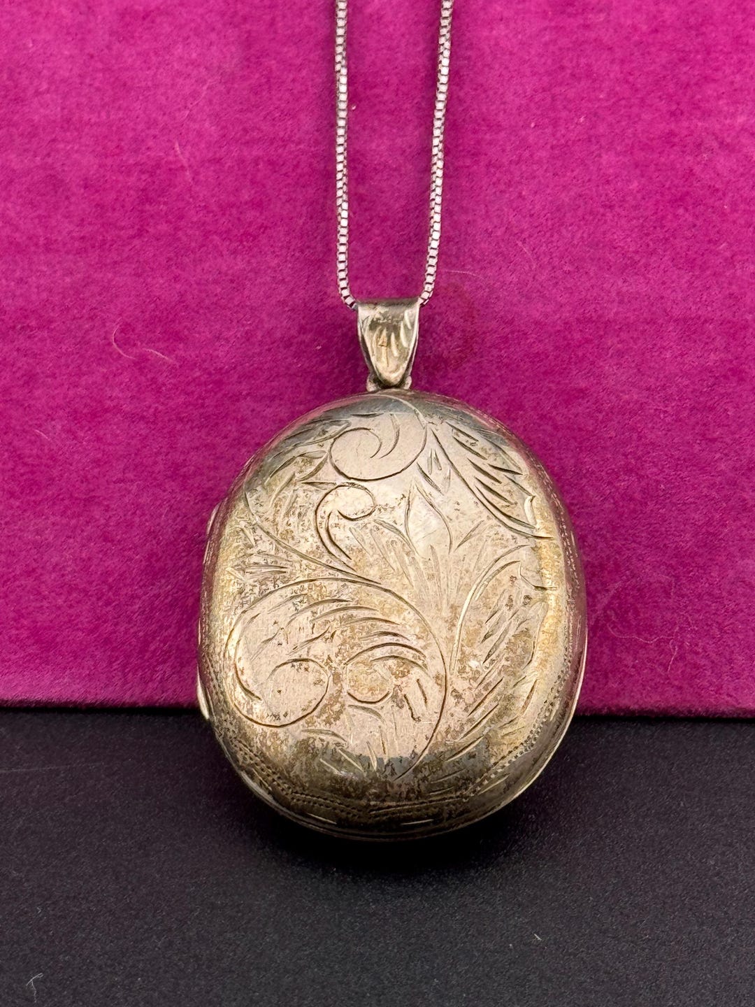 Vintage Extra Large Photo Locket With Engraved Floral Design, Memorial ...