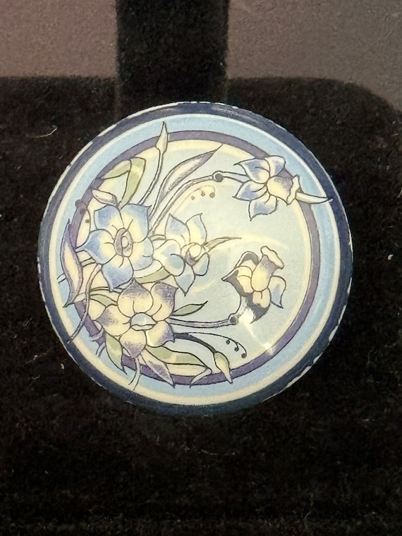 Austrian Vintage Michaela Frey blue and white enamel … - Gem