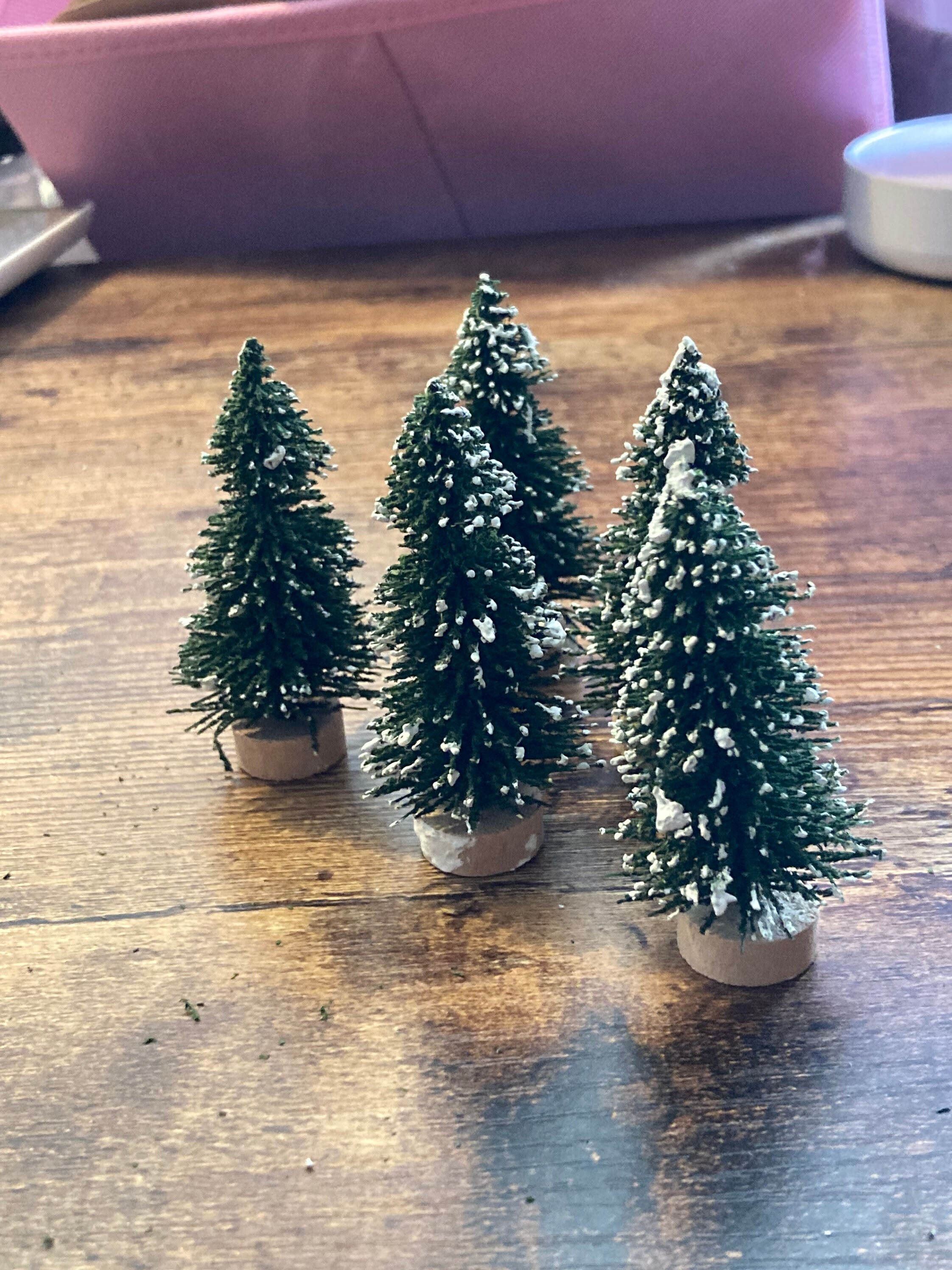 Miniature Snow-topped Fir Christmas Trees: Dark Green Craft Scenery ...