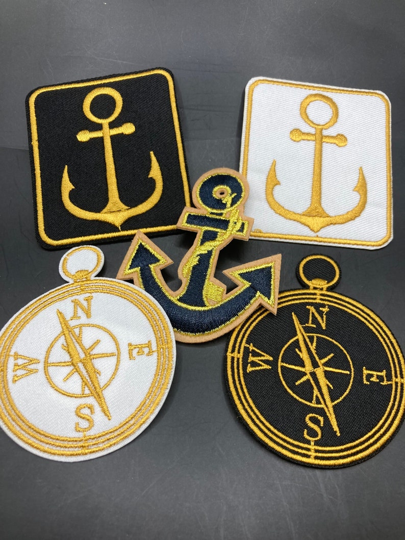 Iron on Patch Nautical Ships Compass Patch Appliqué White and - Etsy
