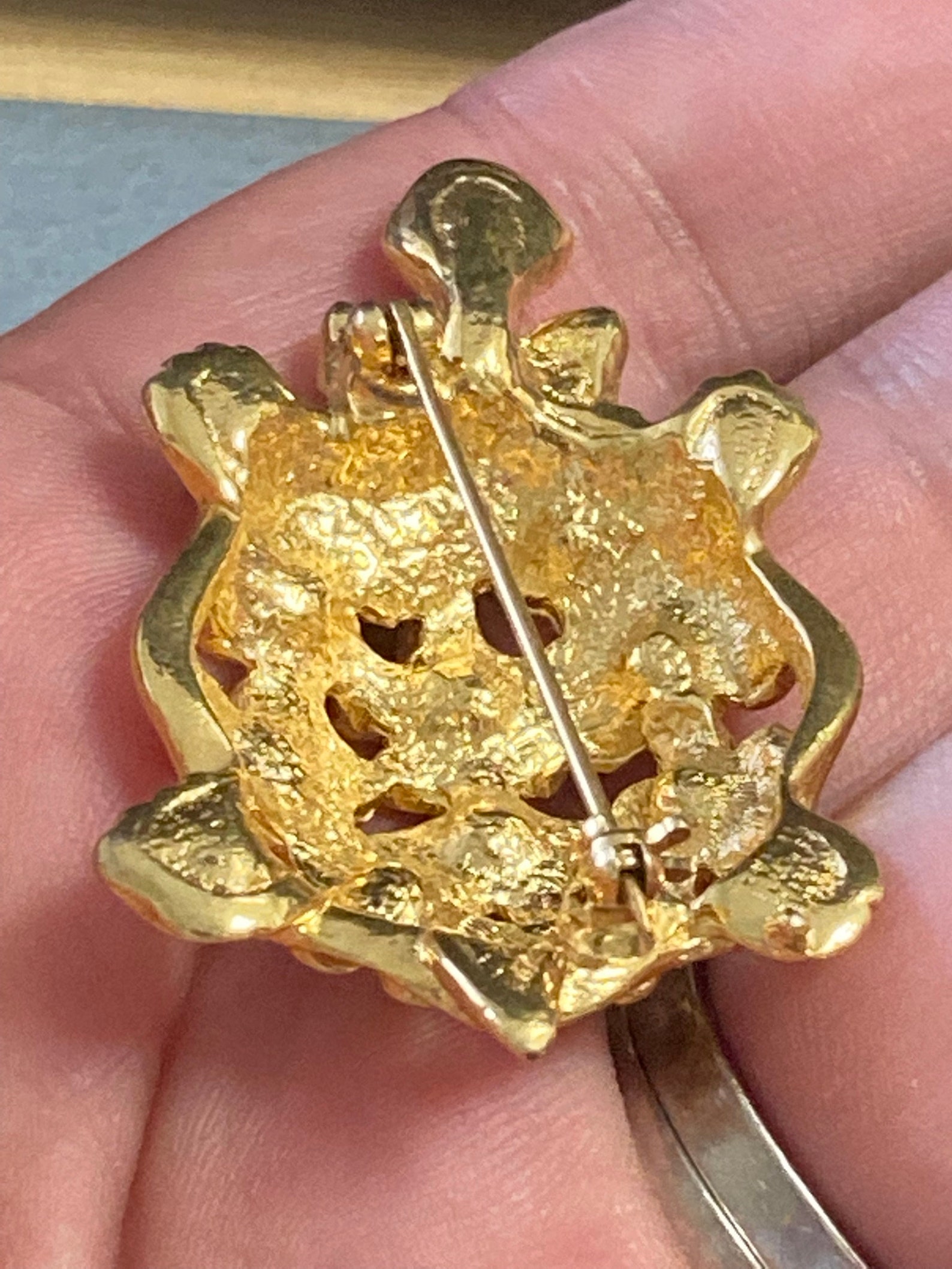 Retro gold tone turtle tortoise brooch rainbow rhinestone | Etsy