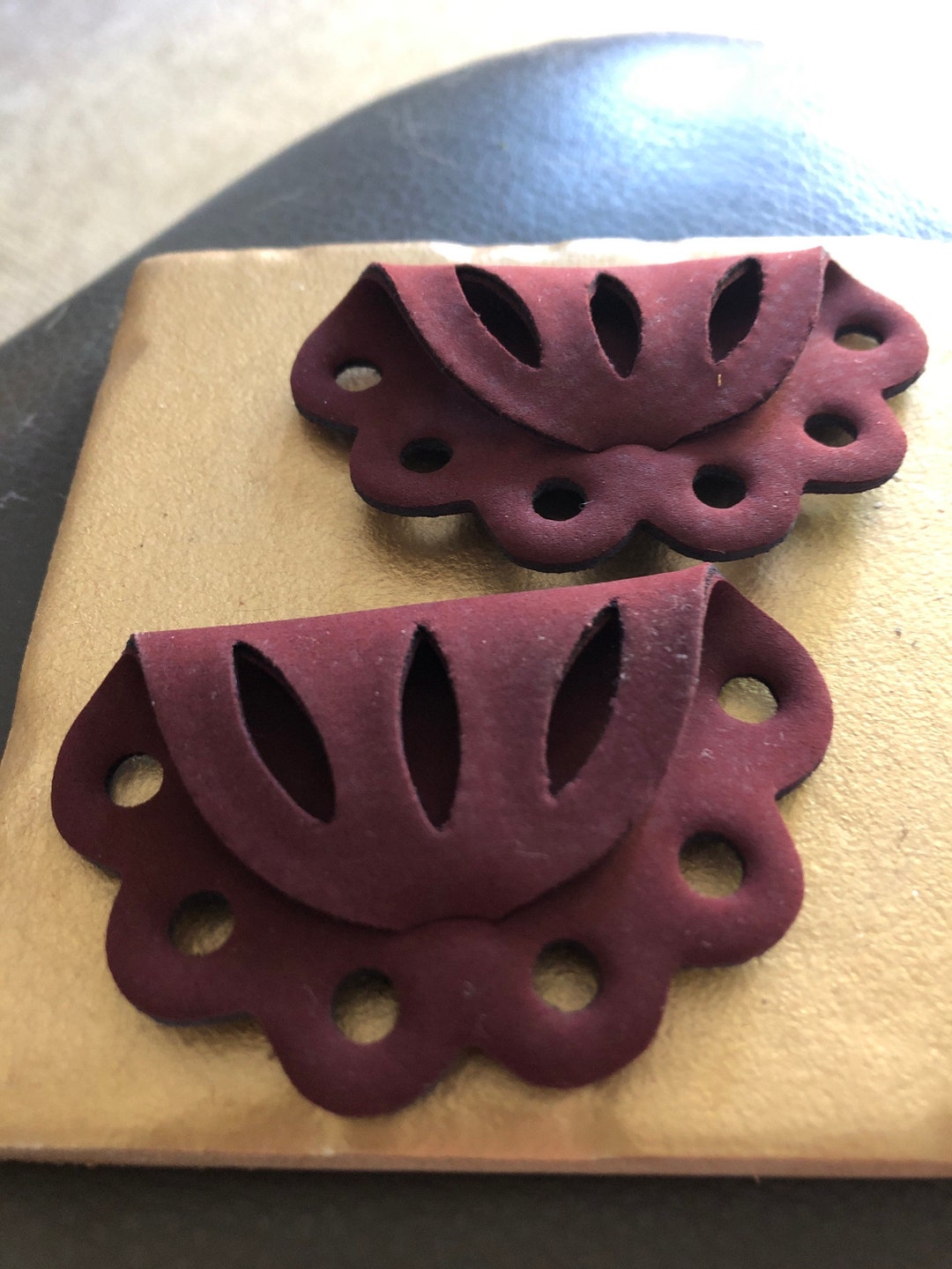 Signed BLUETTE France Deep Red Blood Maroon Burgundy Suede Leather Pair ...