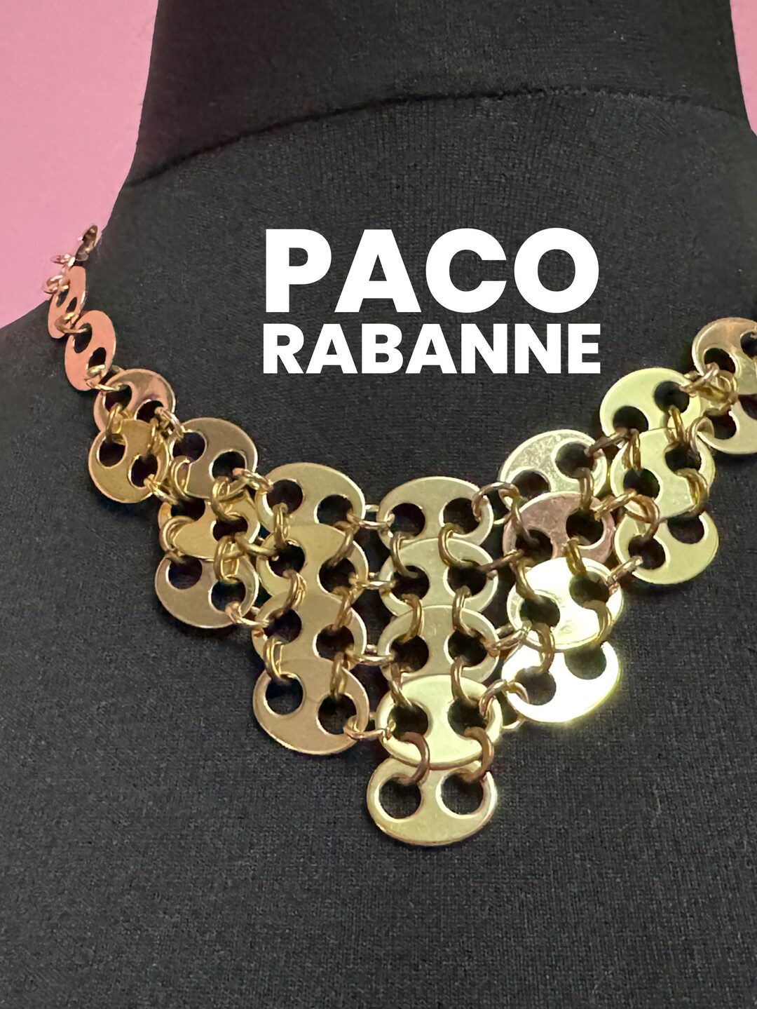 Paco Rabanne Gold Tone Disc Nautical Mariner Link Chainmail Vintage ...