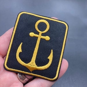 Iron on Nautical Anchor Patch Appliqué Black Gold - Etsy