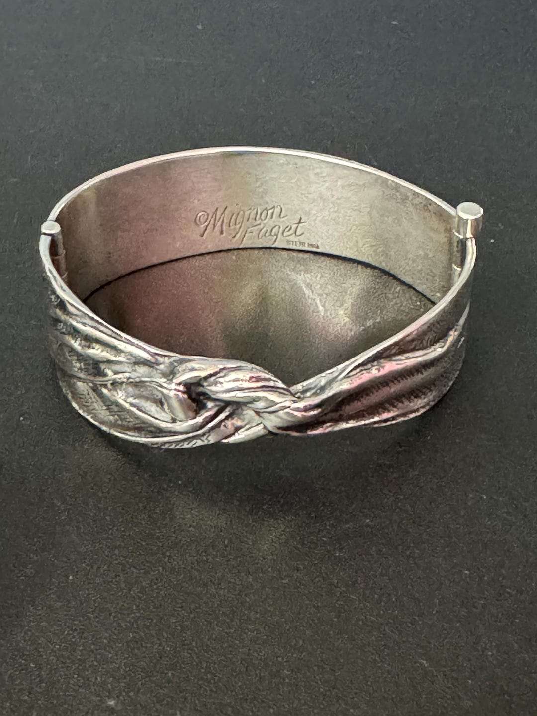 Mignon Faget USA Vintage Designer Stamped Sterling Silver Solid 925 Bow Ribbon Cuff Bangle ...