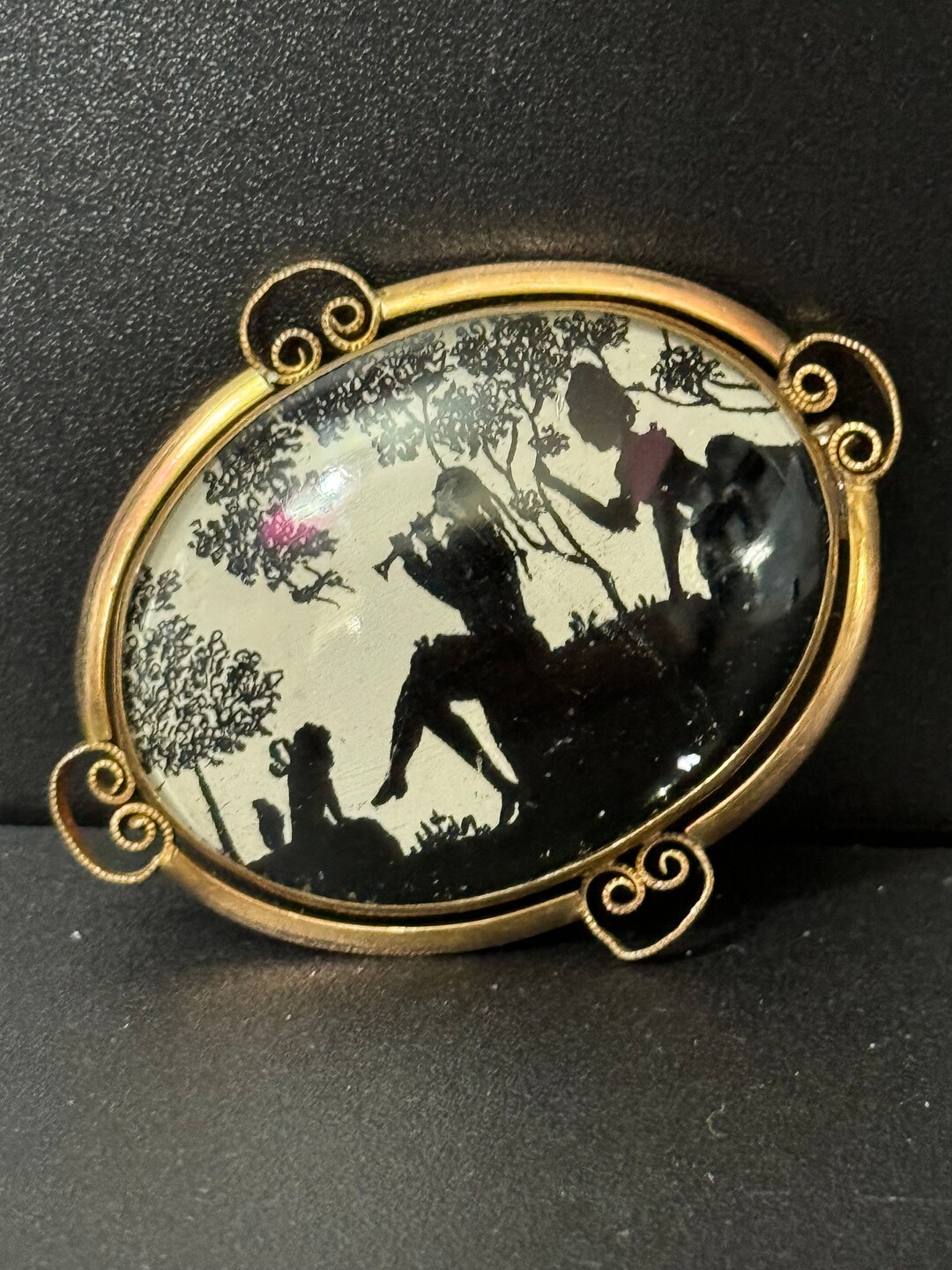 Vintage Silhouette Brooch: Art Deco Piper Lady Scenery Pinchbeck - Etsy