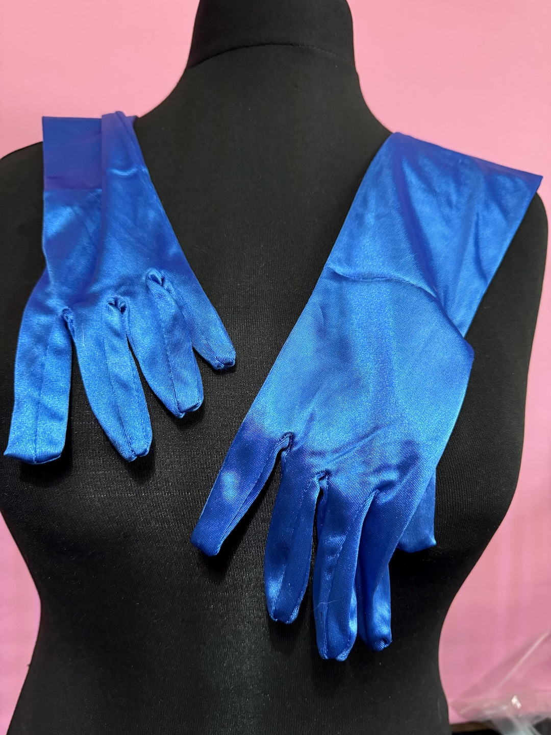 One Size Retro Electric Blue Metallic 52cm Long Opera Length Evening ...