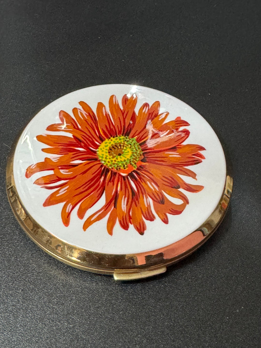 Red Orange Gold Floral Stratton Powder Compact Gold Tone - Etsy