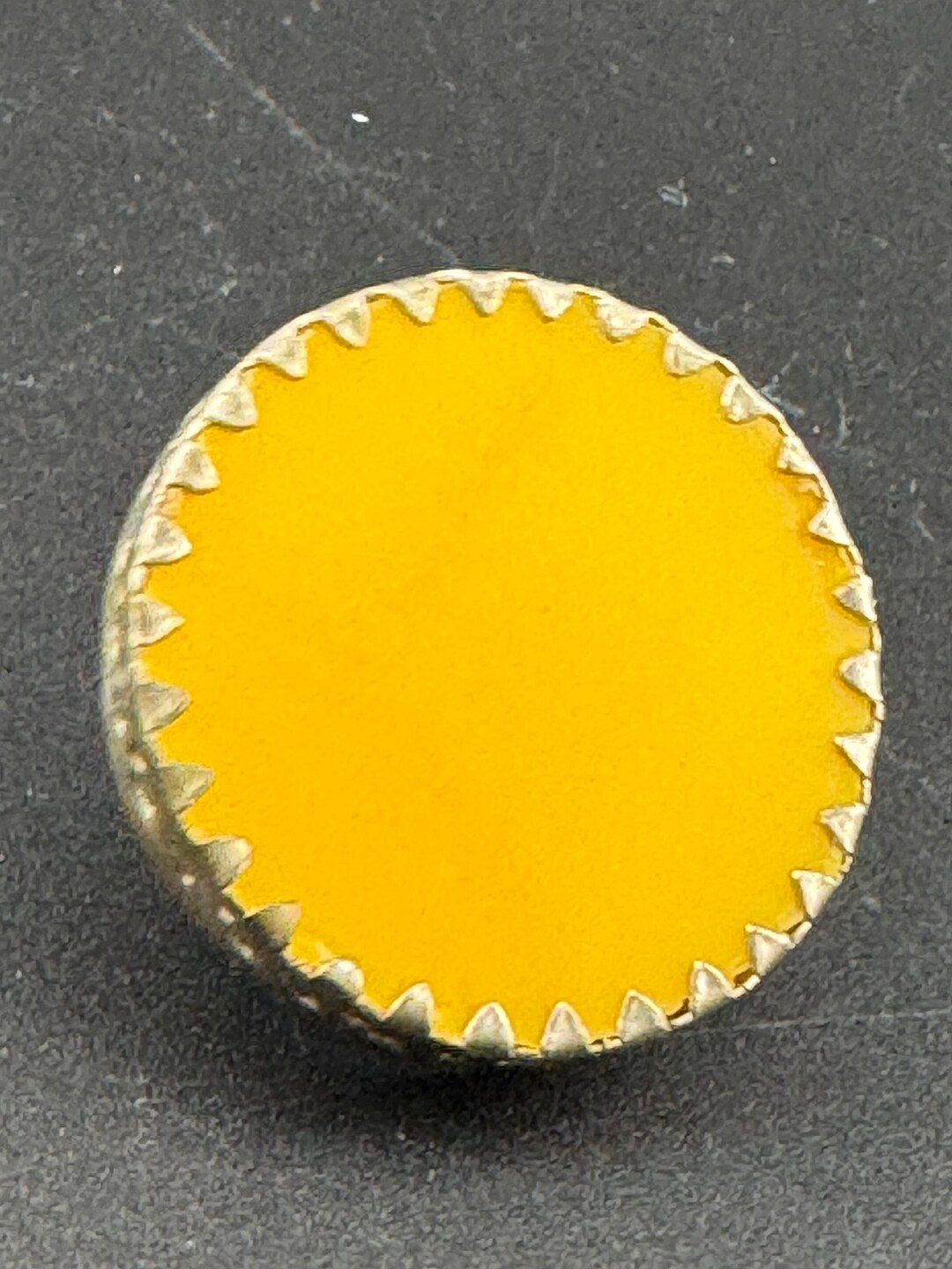 Yellow Plastic Disc Ring: Artisan Silver Tone Adjustable Statement Ring ...