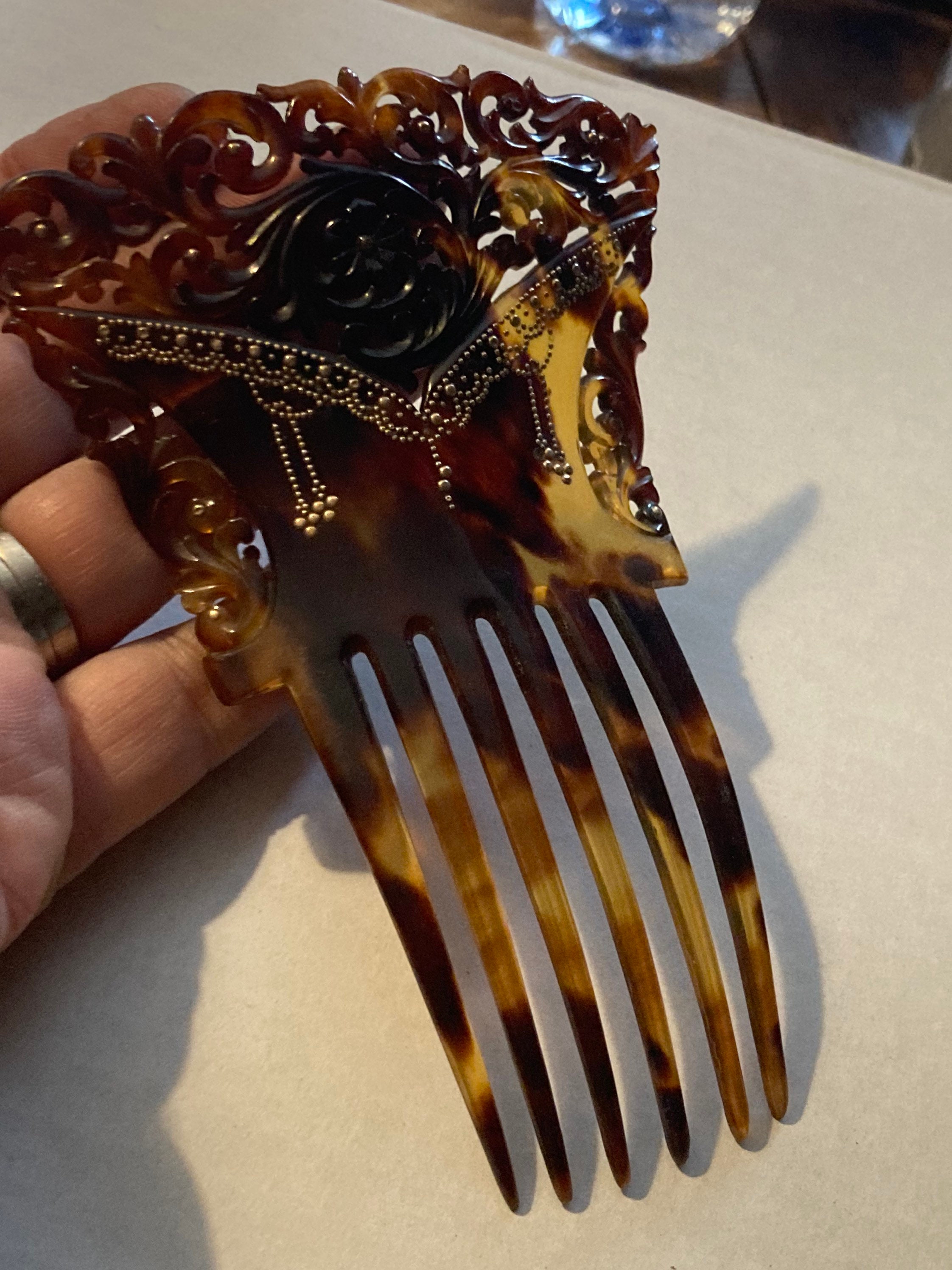 Pique Work Antique Vintage Faux Tortoiseshell Brown Celluloid - Etsy