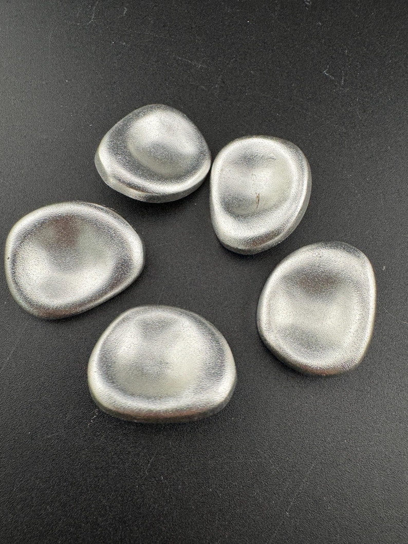 5pc Matte Silver Pebble Buttons: Metal Shank, Indented Design - Etsy