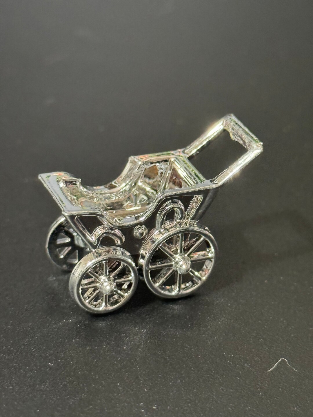 Vintage New Baby Christening Silver Plastic Pram Cot Cake Topper ...