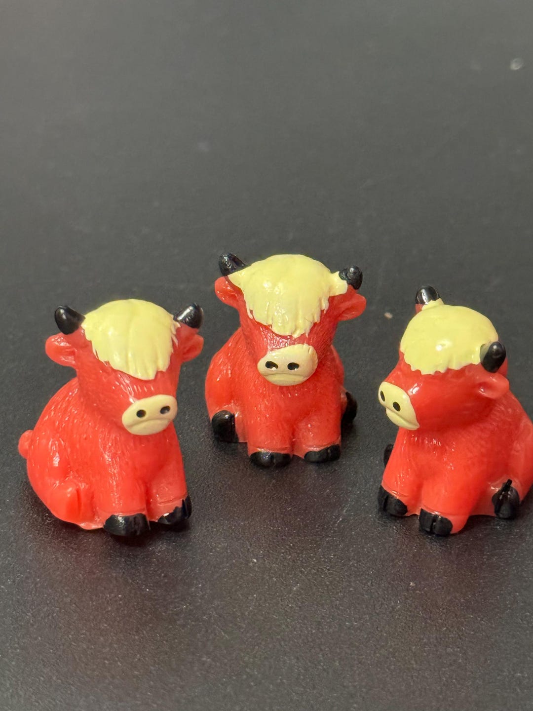 3 X Miniature Highland Cow Cattle Toppers Tiny Figures for Cake ...