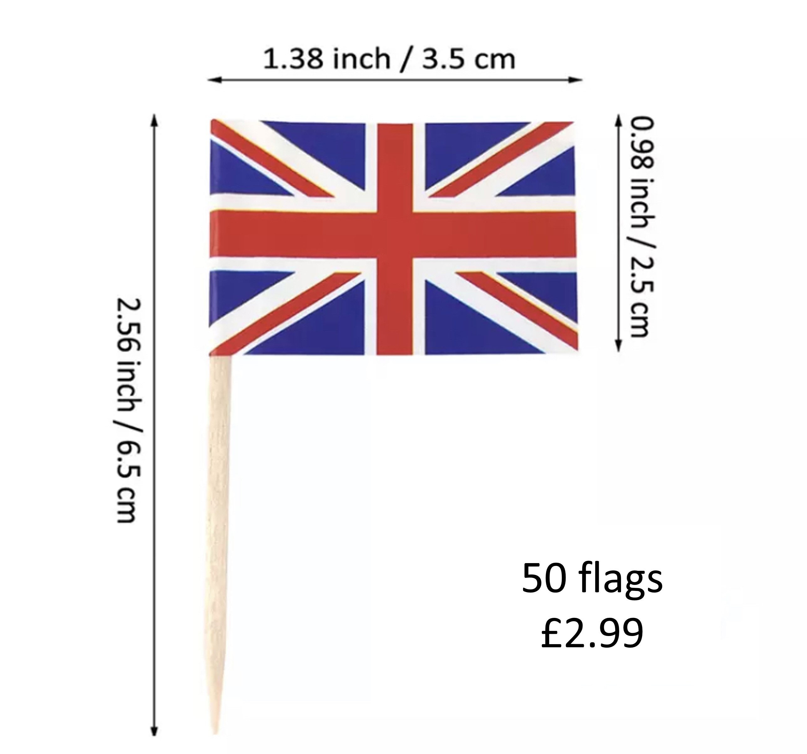 Pack of 50 X Union Jack Flag Cocktail Sticks Kings Coronation Cupcake ...