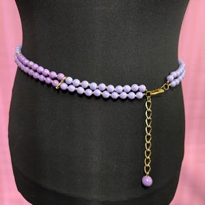 Size to 98cm Vintage 1960s 1970s Purple Plastic Beaded Adjustable Chain ...