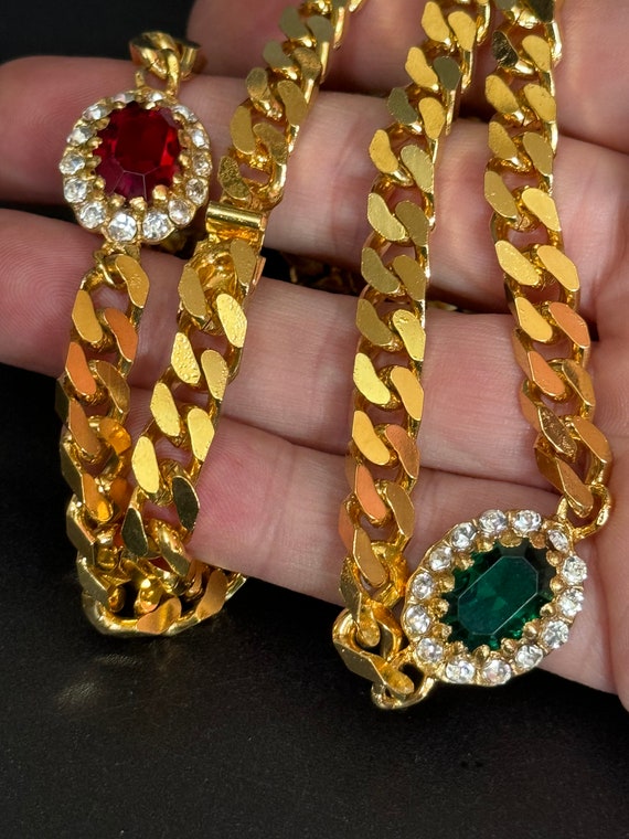 Vintage emerald green , ruby and clear genuine Swarov… - Gem