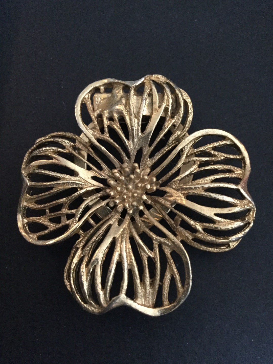 Gold Tone Floral Cut Out Work Scarf Clip 1970s 1980s - Etsy