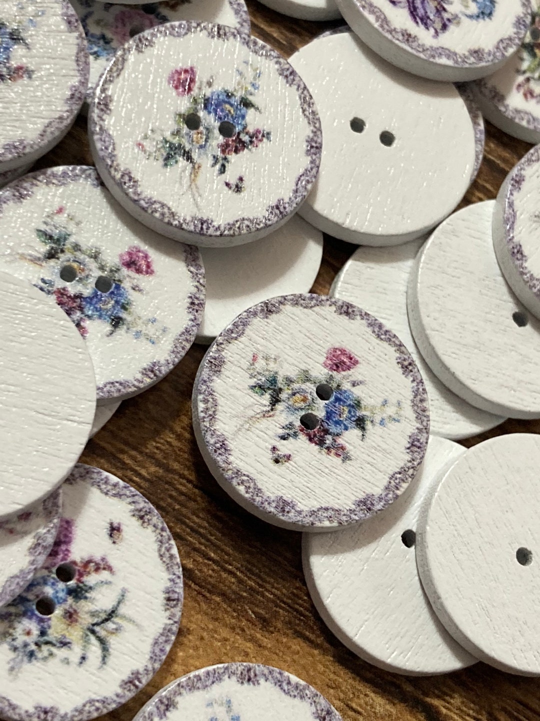 Job Lot Pack of 50 Pieces X 20mm Round Beige Uk Pretty Vintage Floral ...