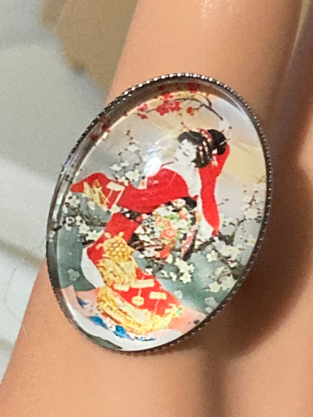 Japanese Geisha Girl Ring Adjustable Stainless Steel Red - Etsy