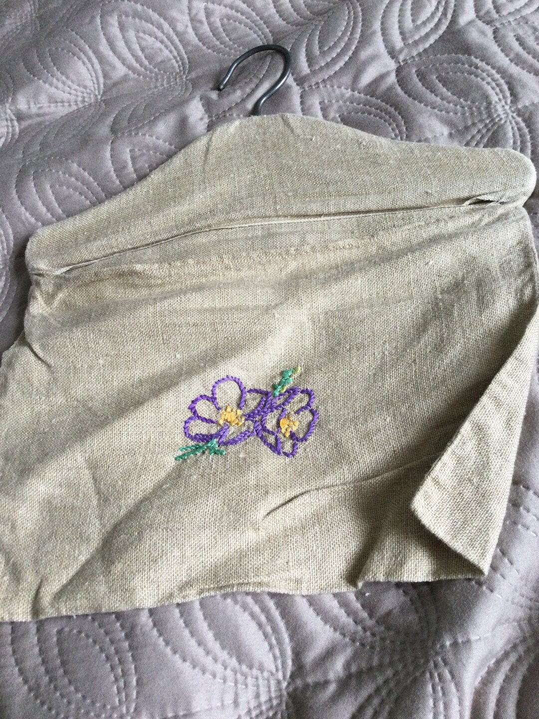 Vintage Hessian Brown Cotton Hanging PEG BAG Purple - Etsy