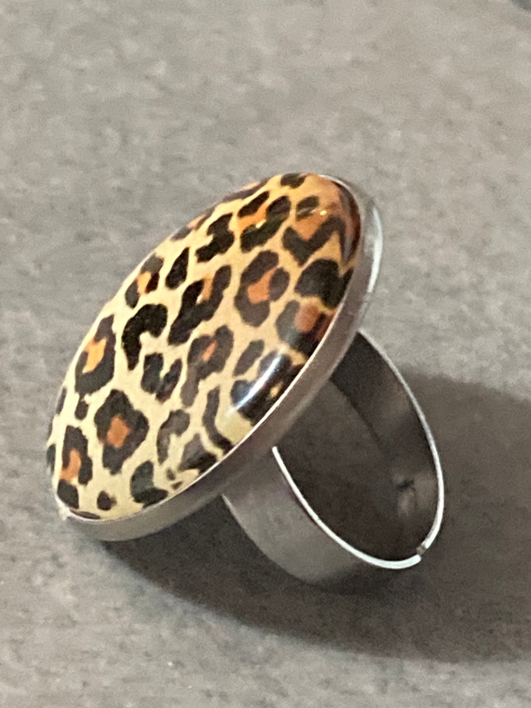 Oversized Leopard Print Ring Stainless Steel, Non Tarnish Glass ...