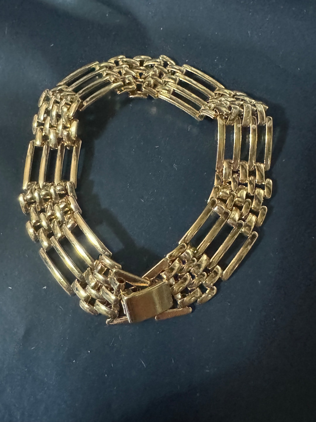True Vintage Pristine 1980s Gold Tone Plain Bar Link Panther Brick ...