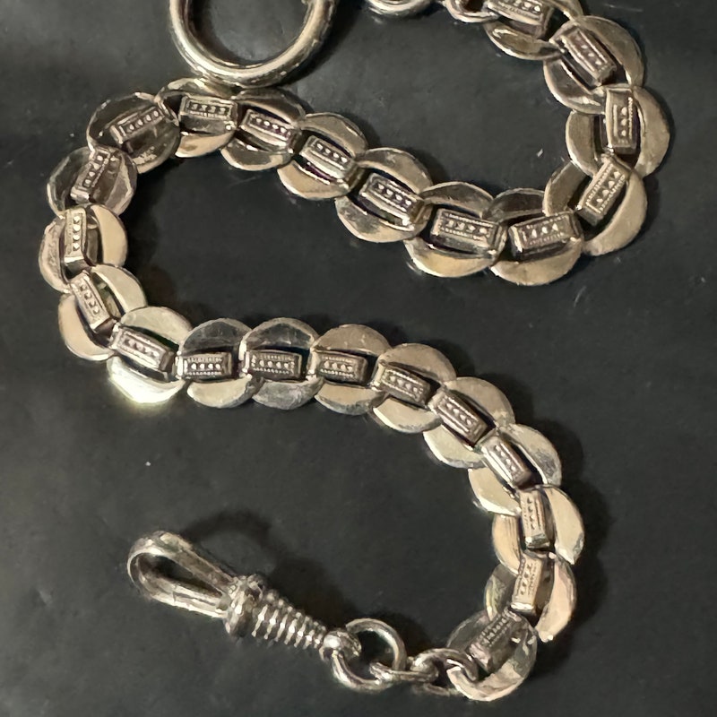 Silver Art Deco Watch Chain - Etsy UK